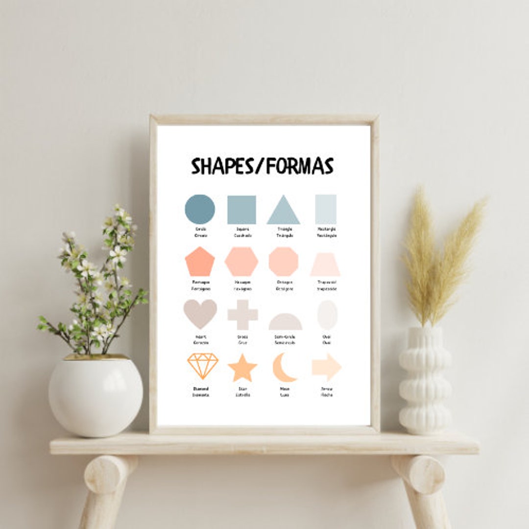 Educational Poster English and Spanish bilingual Shapes/formas - Etsy