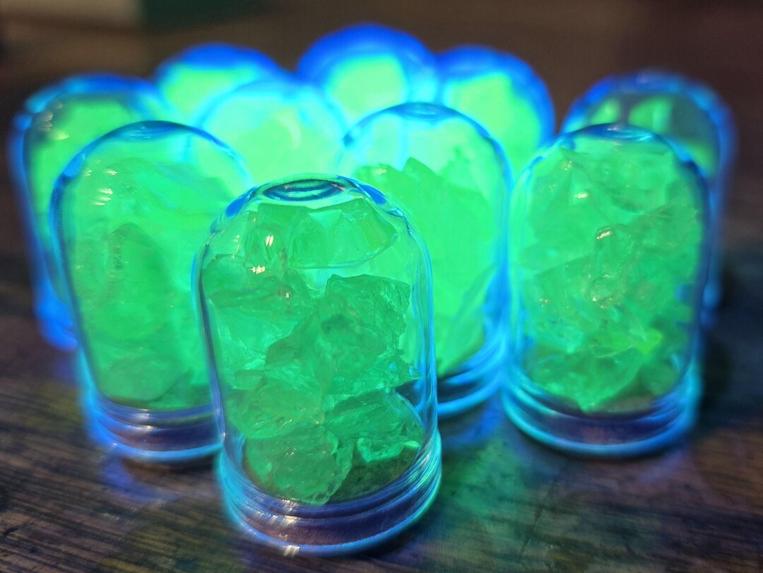 Blue Uranium Glass Mini Display Slag Chips Miniature Oddities ...
