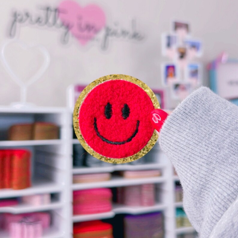 Smiley Face Patch, Small Hat Patches, Iron on Patch, Trucker Hat Patch, Trendy Patch, Girly ...