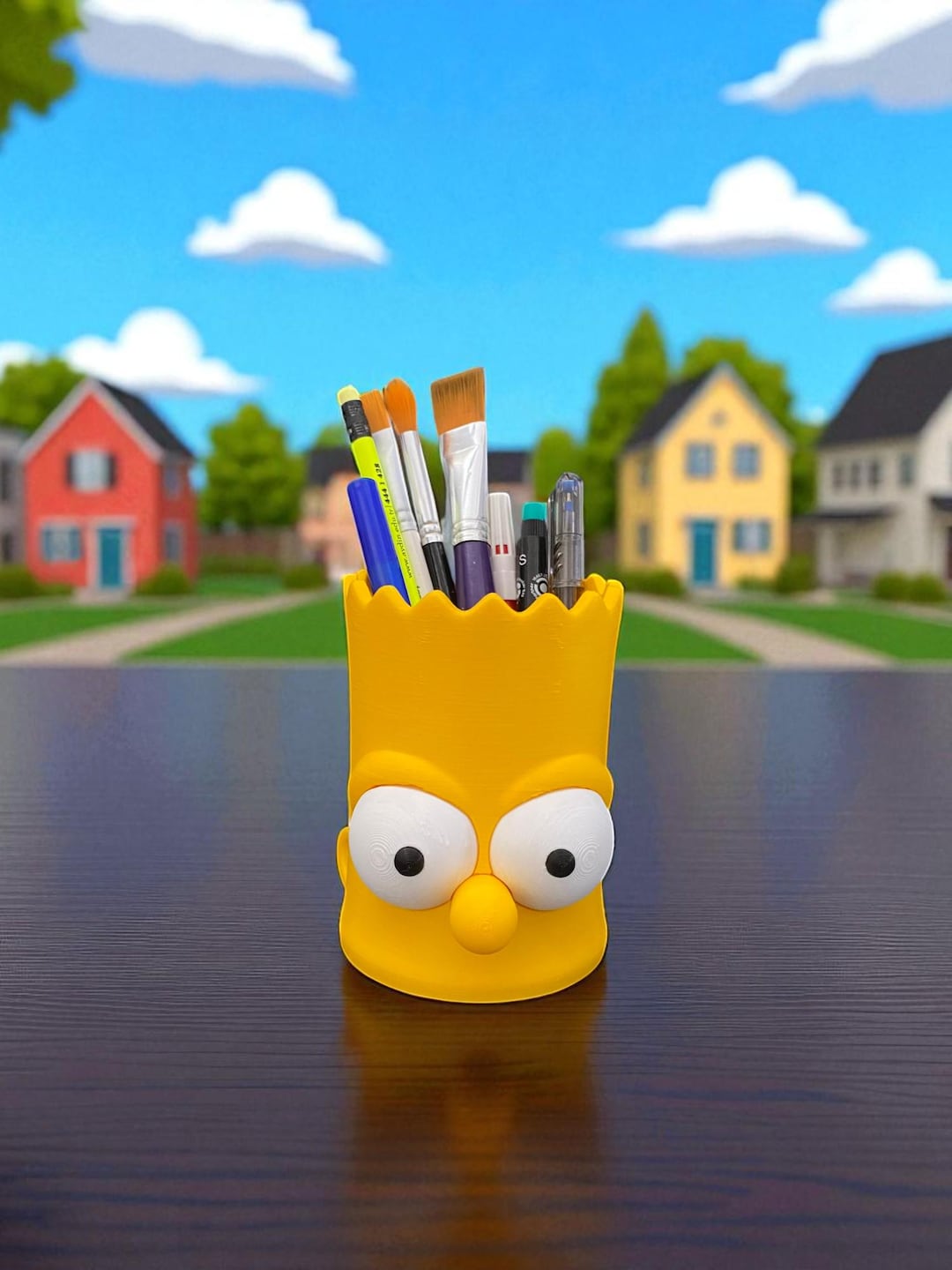 Bart Simpson Pencil Holder and Desk Organizer – Pen, Brush, Makeup and ...