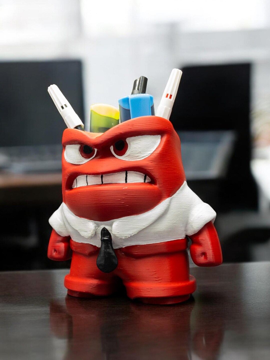 Anger Figure Pen Holder - Inside Out 2 - Desk Accessory - Etsy