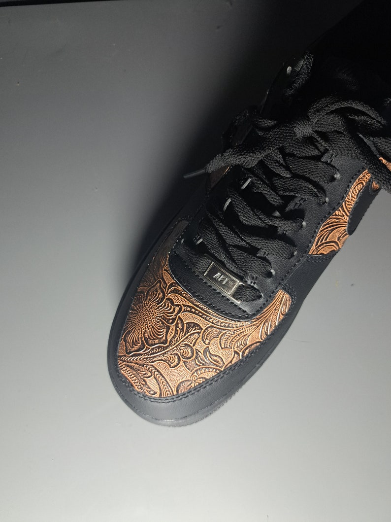 Nike Air Force 1 Black Custom Floral Pattern - Etsy