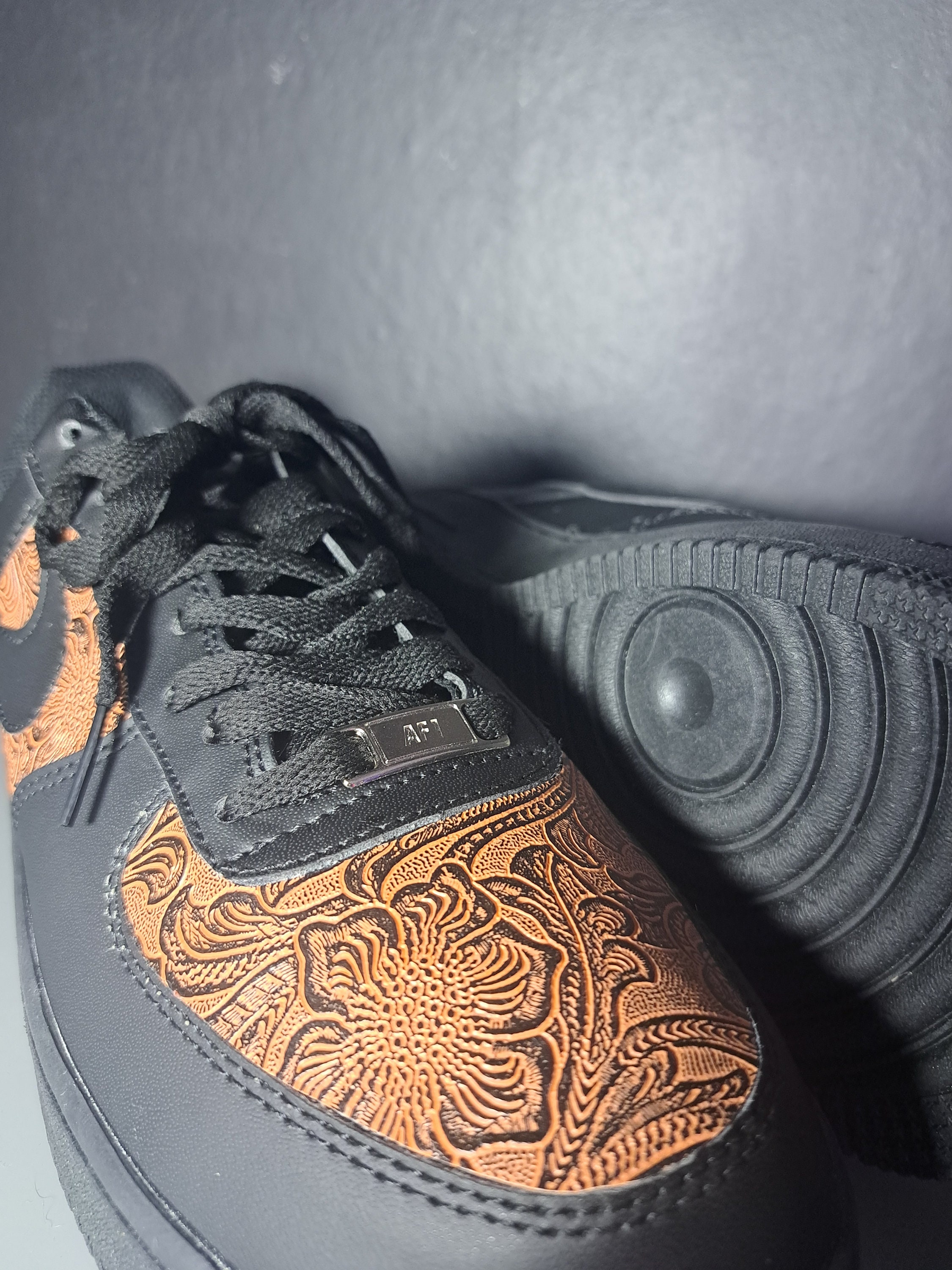 Nike Air Force 1 Black Custom Floral Pattern - Etsy