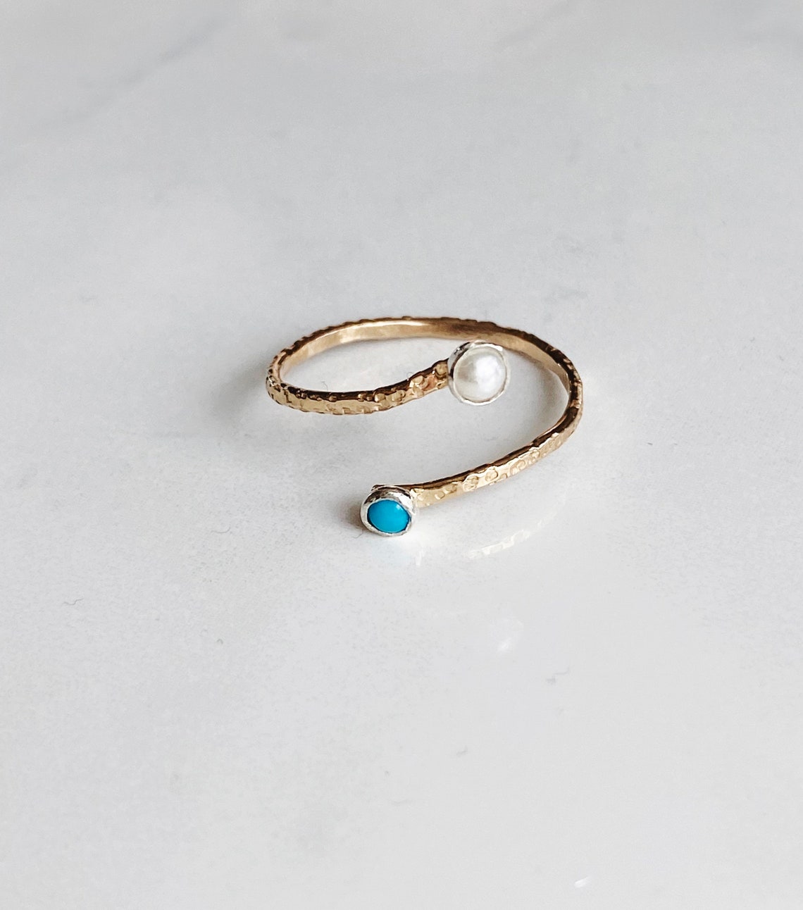 Pearl and Turquoise Wrap Ring - Etsy