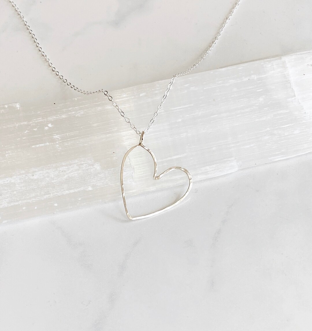 Sideways Heart Necklace-sterling Silver - Etsy