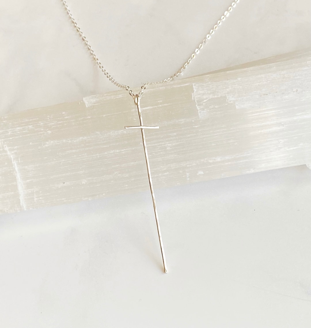 Modern Cross Necklace-sterling Silver - Etsy