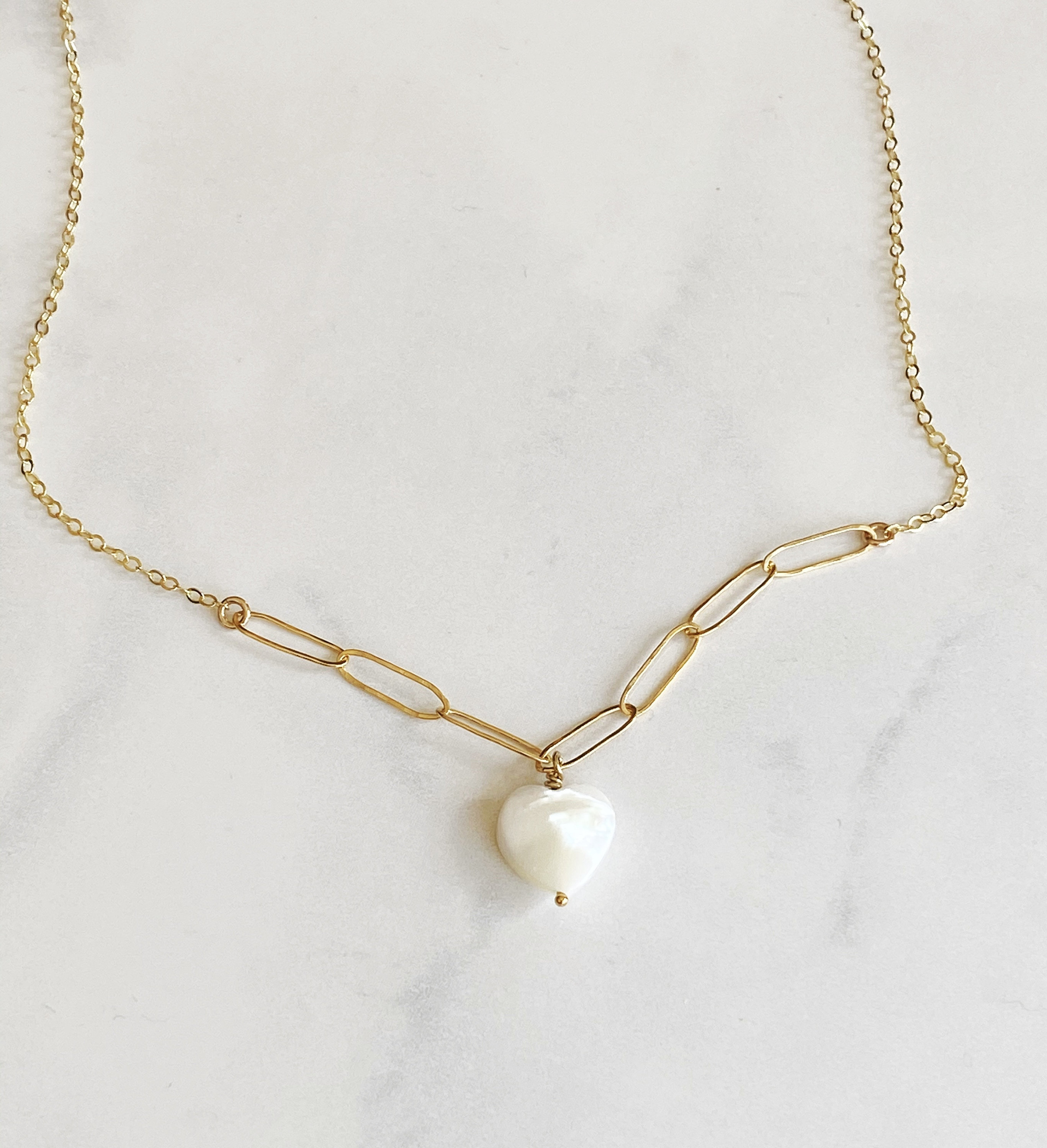 Mother of Pearl Heart Necklace | Etsy