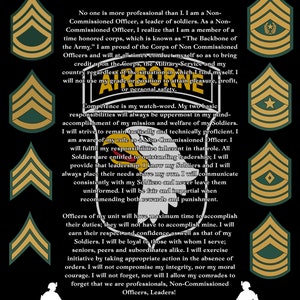 US Army NCO Creed of the Noncommissioned Officer Personalized - Etsy