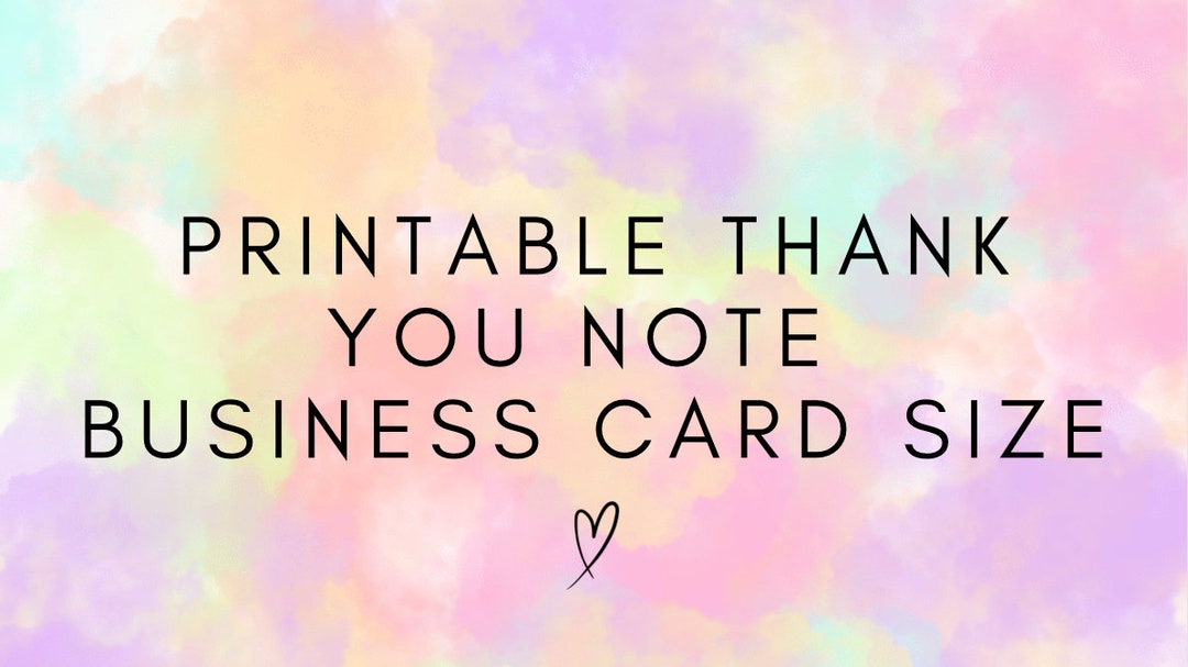 Printable Thank You Note Business Card Size - Etsy