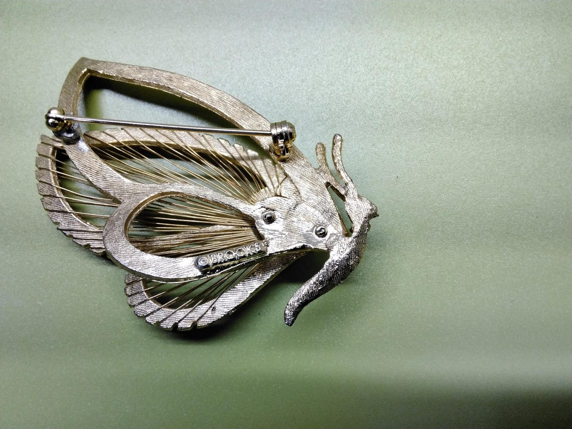 Vintage Brooks (signed) Gold Tone Filigree Wire Butterfly Brooch Pin - Etsy