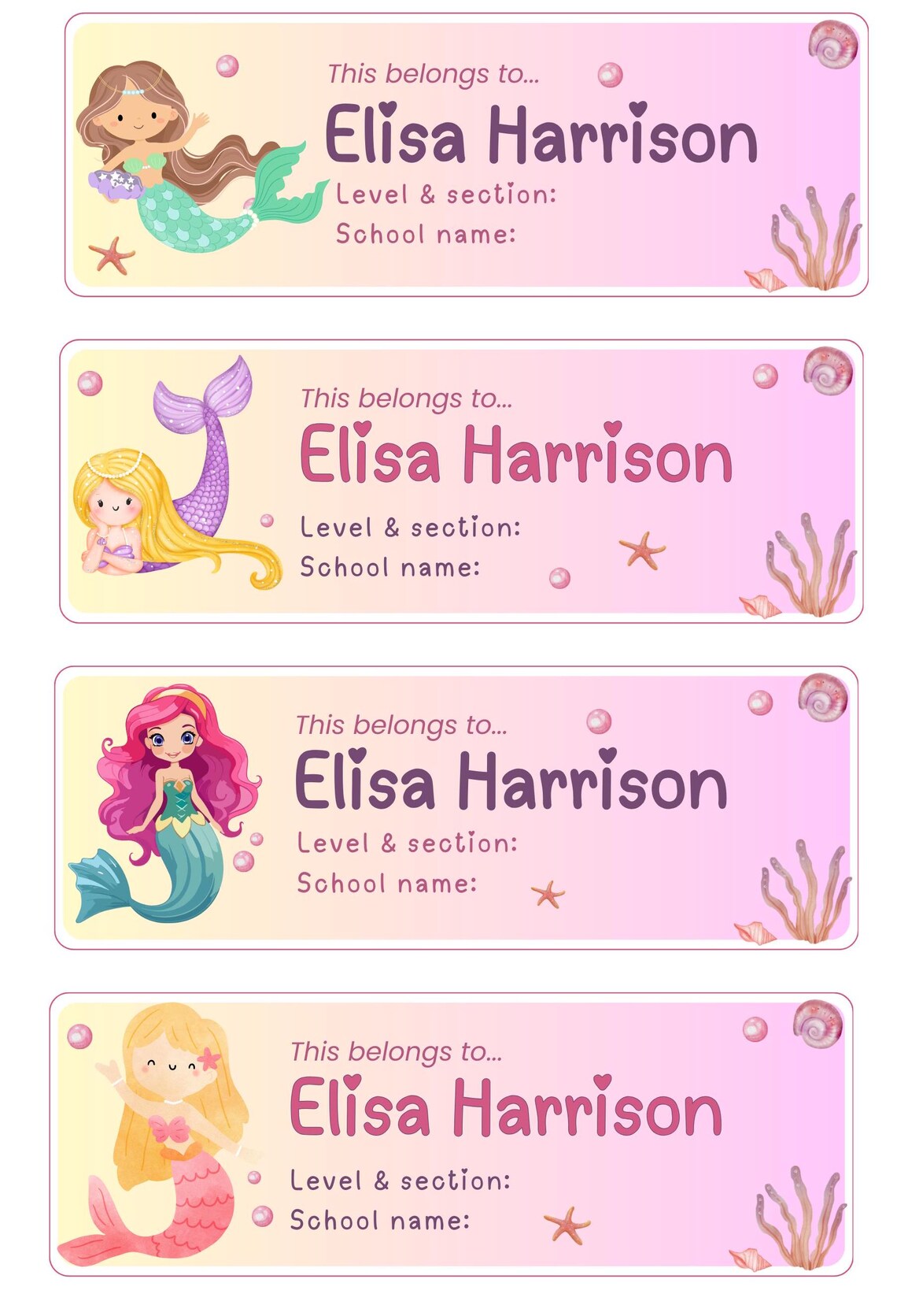 Customised Student Labels, Classroom Labels, Name Tags,back to School ...