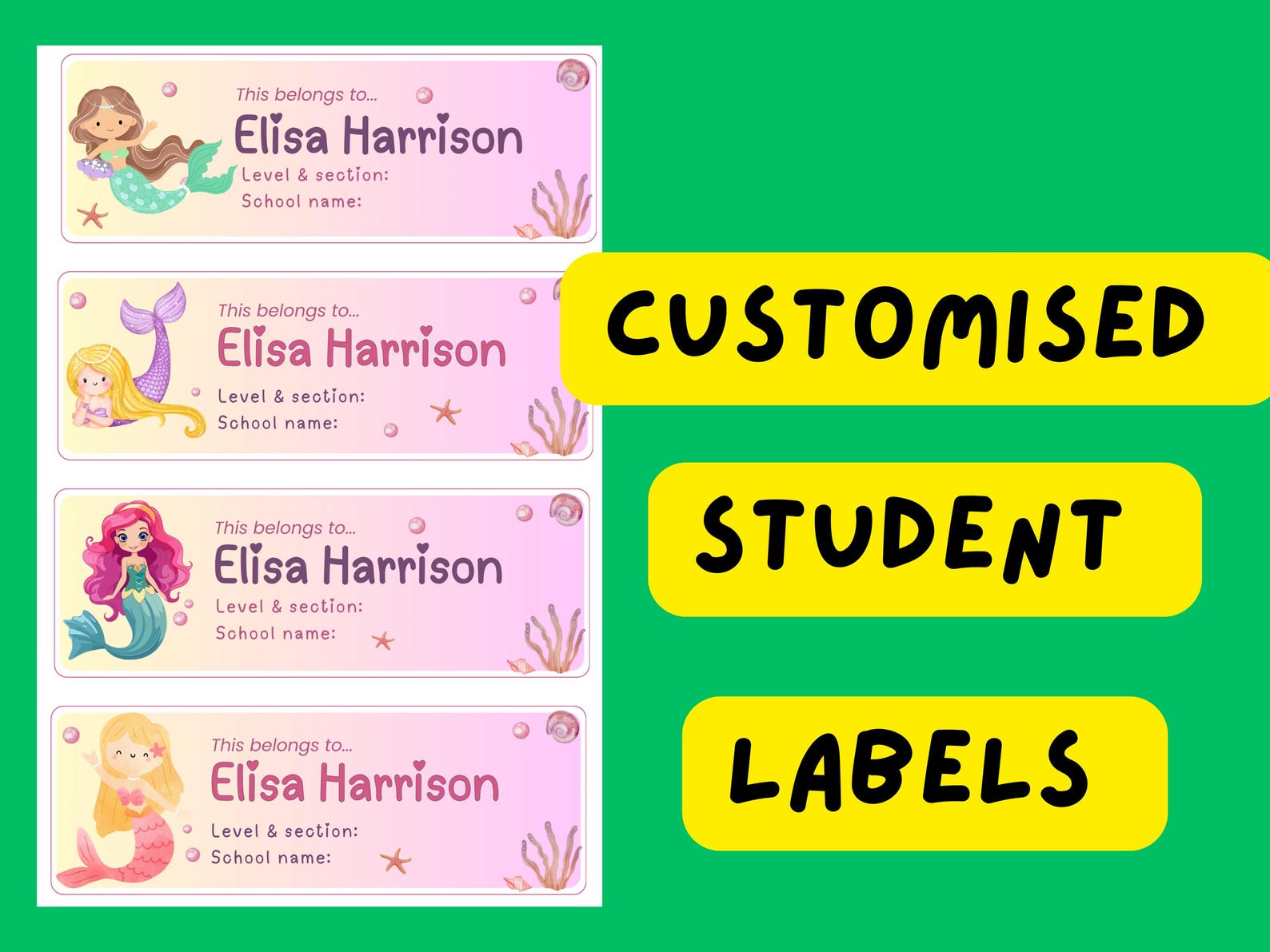 Customised Student Labels, Classroom Labels, Name Tags,back to School ...