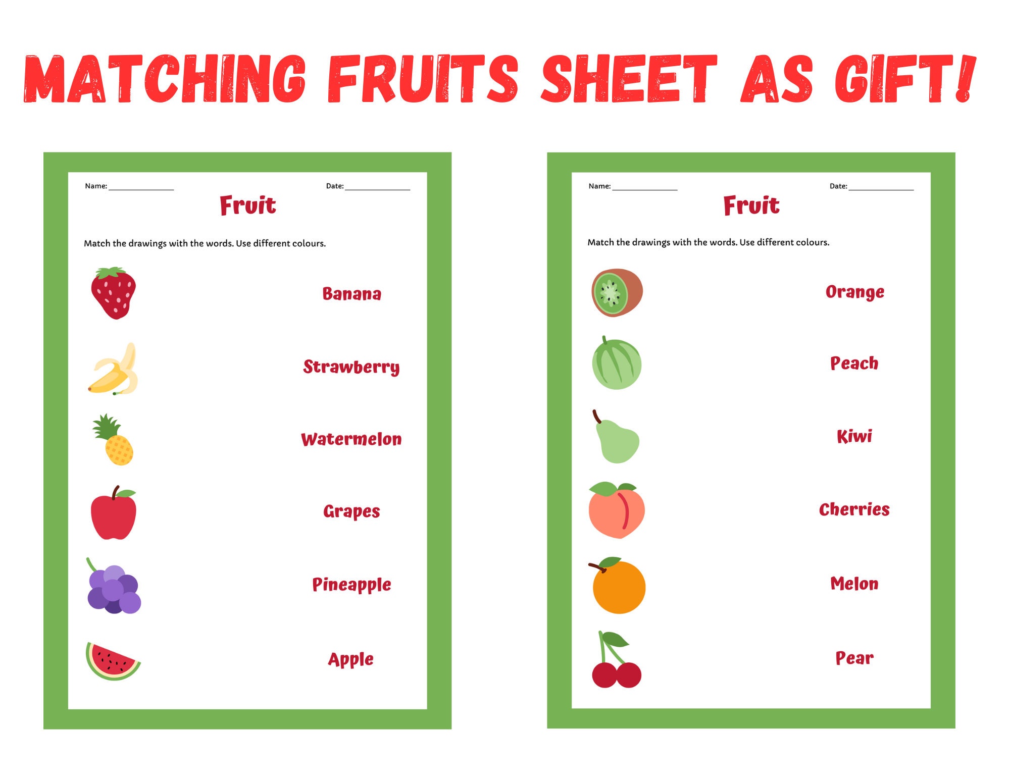 50 Fruits Cards, Fruits Flashcards, Printable Real Pictures Flashcards ...
