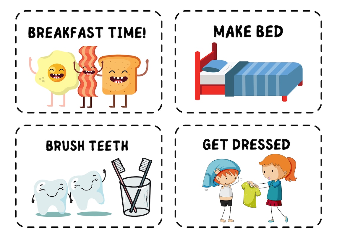 DAILY ROUTINE CHART, Visual Schedule Toddler Kids Routine Chart ...
