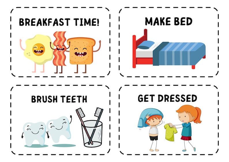 DAILY ROUTINE CHART, Visual Schedule Toddler Kids Routine Chart ...