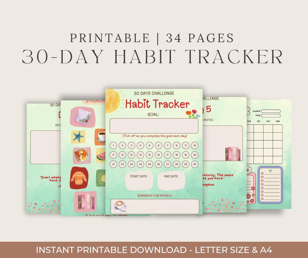 30 Day Habit Challenge Tracker, Daily Tracker Printable, Daily Habit ...