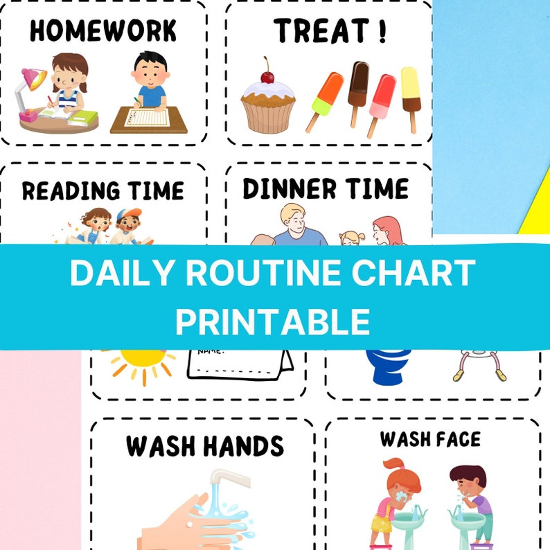 DAILY ROUTINE CHART, Visual Schedule Toddler Kids Routine Chart ...