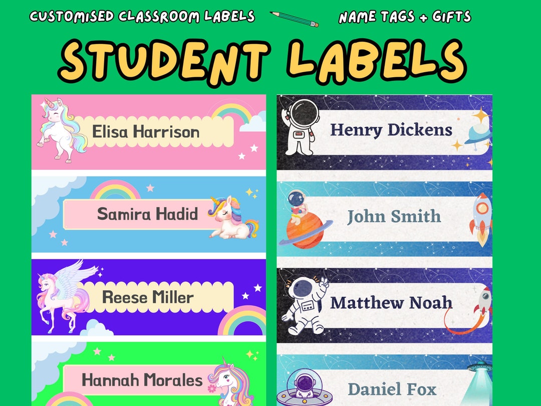 Customised Student Labels, Classroom Labels, Name Tags,back to School ...