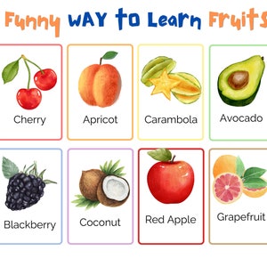 50 Fruits Cards, Fruits Flashcards, Printable Real Pictures Flashcards ...