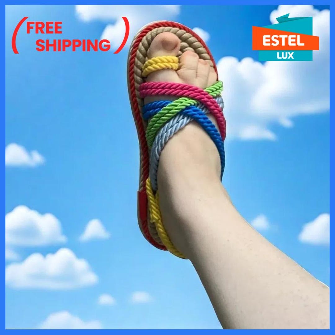 Handmade Rope Sandals – Colorful Summer Beach Sandals for Women – Boho ...