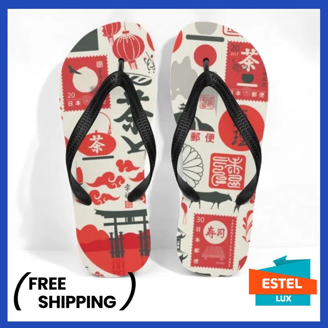 Japanese Style Flip Flops Japan Art Unisex Flip Flops Japanese Desine ...