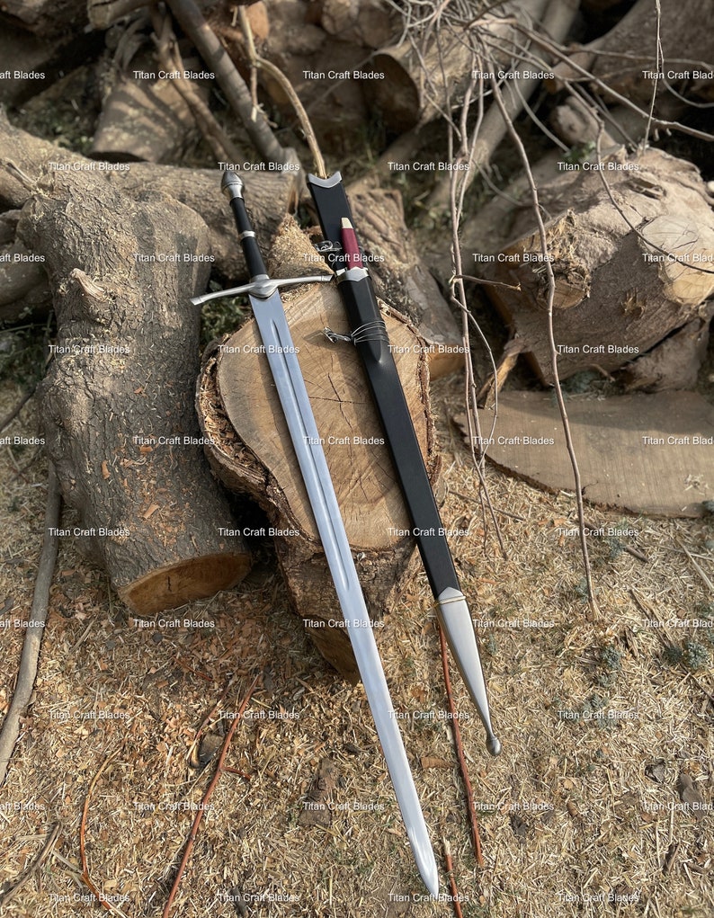 Custom Handmade LOTR Aragorn Ranger Sword Replica With Scabbard, Lord ...