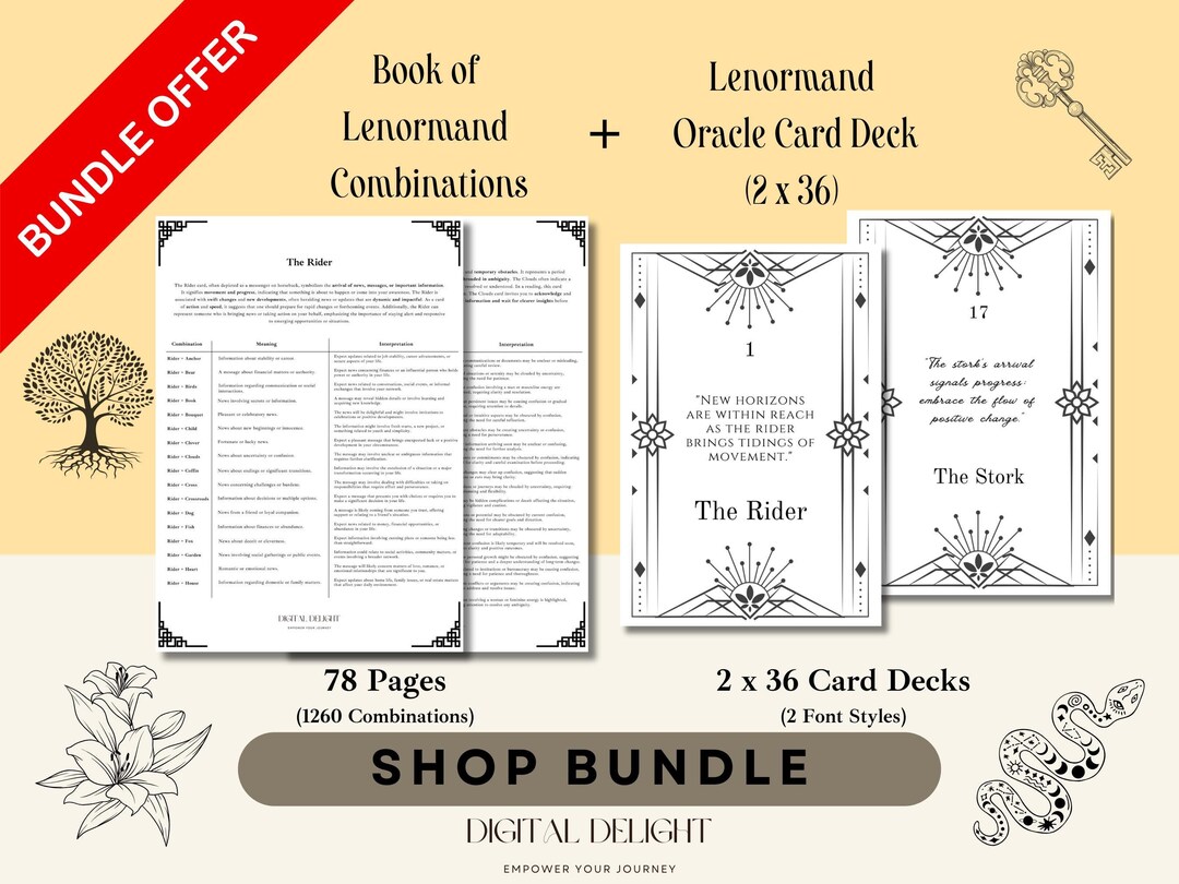 Bundle: Book of Lenormand Combinations + 2x36 Lenormand Oracle Cards ...