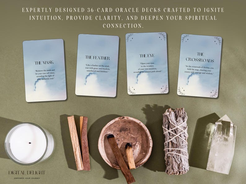 Mystical Oracle Card Deck | Watercolor Design, Free Booklet (digital ...