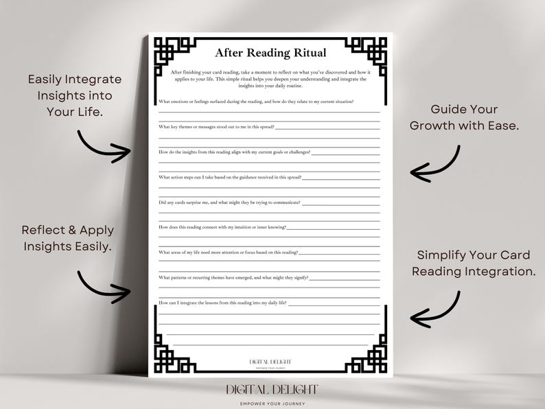 After Card Reading Ritual Template With FREE Notes Template, Reflective ...