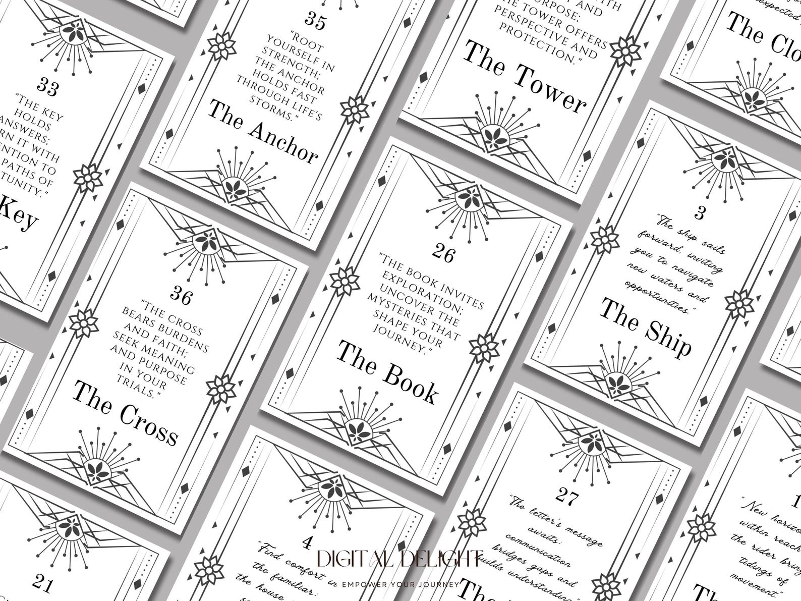 Lenormand Oracle Deck 36 Cards, 2 Font Styles, Divination, Digital ...