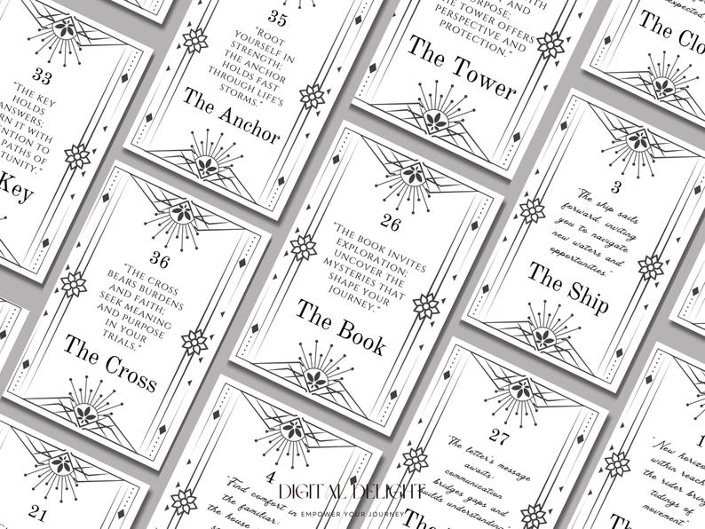 Lenormand Oracle Deck 36 Cards, 2 Font Styles, Divination, Digital ...