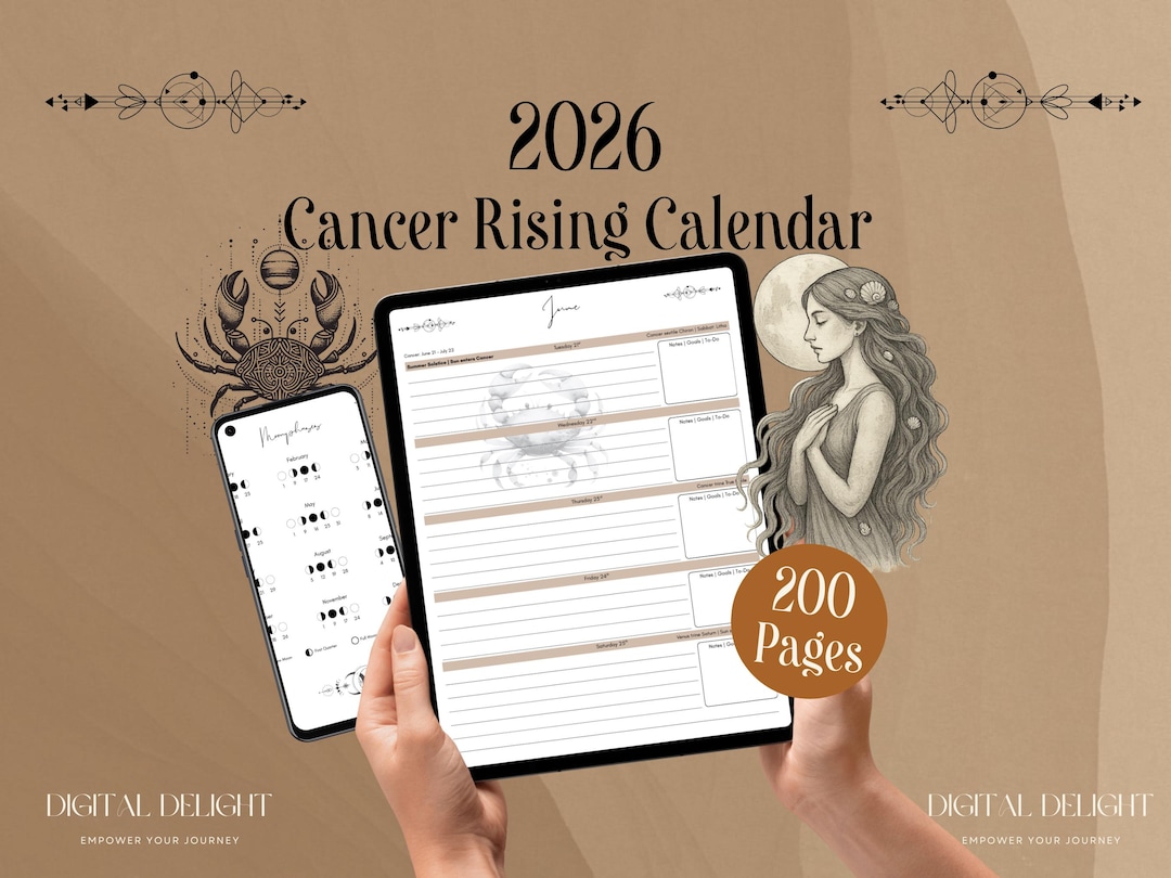 2026 Cancer Rising Astrology Calendar: Personalized Daily Planner ...