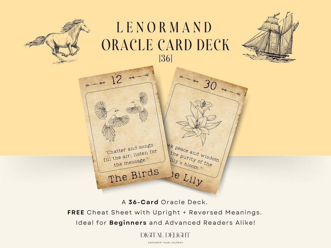 Lenormand Oracle Deck (36 Cards) With Cheat Sheet (digital Download) - Etsy