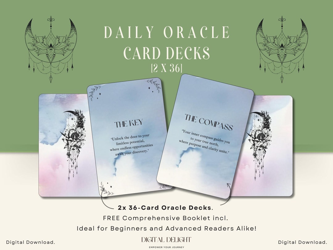 Mystical Oracle Card Deck | Watercolor Design, Free Booklet (digital ...