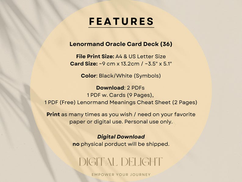 Lenormand Oracle Deck 36 Cards Free Upright & Reversed Meanings Cheat ...