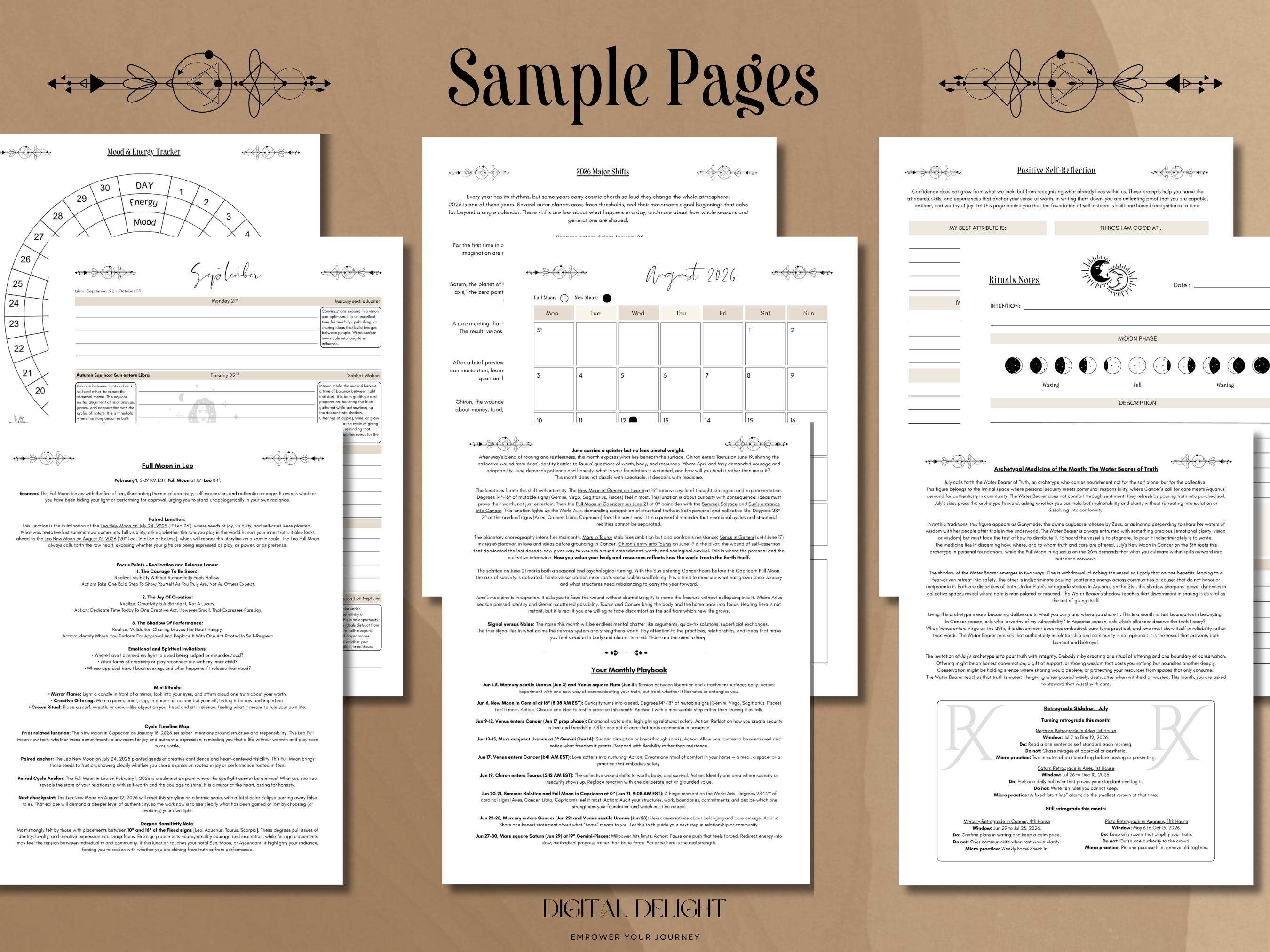 2026 Moon & Astrology Calendar, Planner, Journal (digital Download) - Etsy