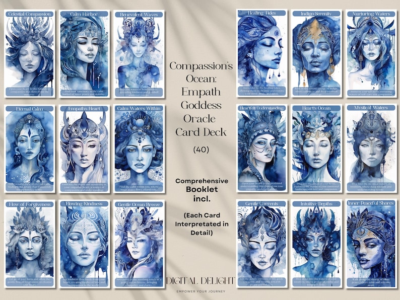 Empath Goddess Oracle Deck: Compassion's Ocean, Emotional Healing (free ...