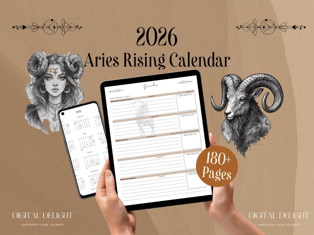 2026 Aries Rising Astrology Calendar: Personalized Daily Planner ...