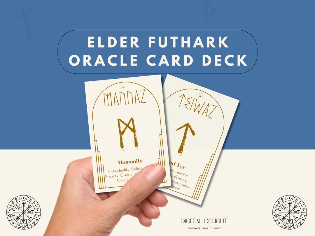 Runes Oracle Deck Printable PDF Beige Gold, Elder Futhark Cards ...