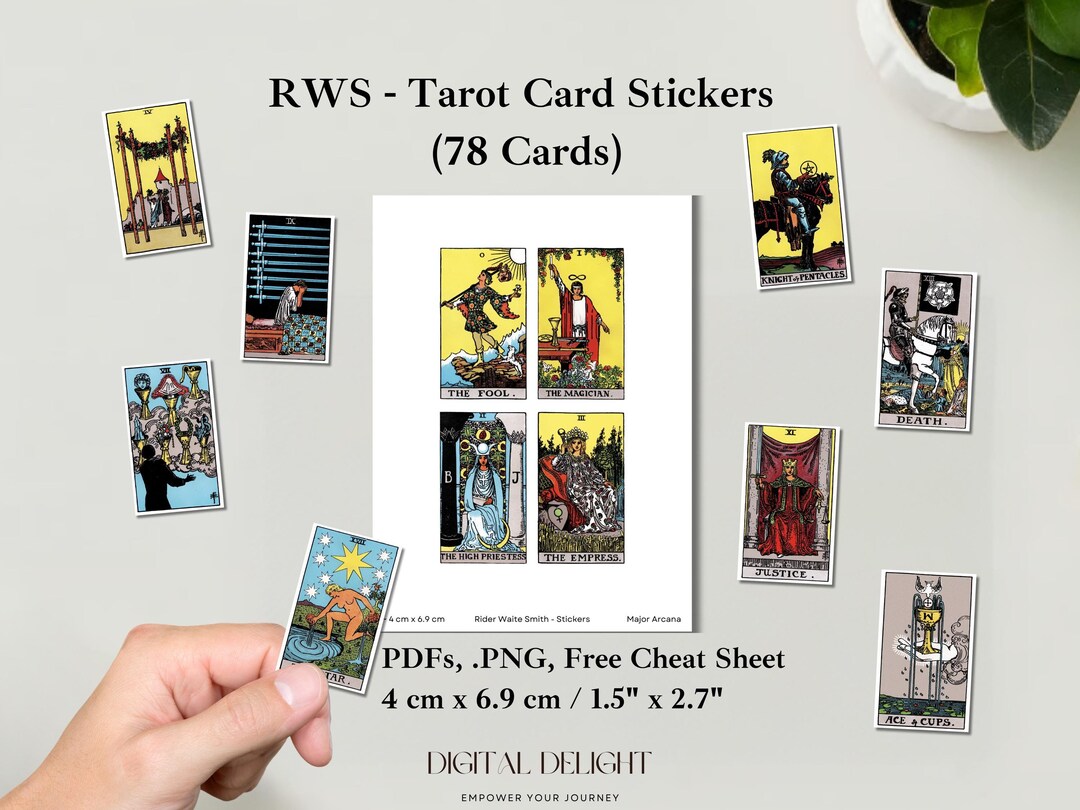 RWS Medium Tarot Card Stickers 78 Rider Waite Smith Tarot Cards A4 & US ...