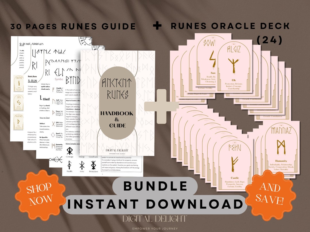 Runes Mastery Bundle: Ancient Runes Handbook & Oracle Card Deck ...