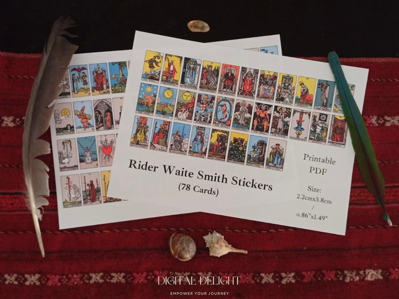 RWS Petite Tarot Card Stickers | 78 Rider Waite Smith Tarot Cards | A4 ...