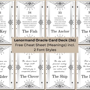 Lenormand Oracle Deck 36 Cards, 2 Font Styles, Divination, Digital ...