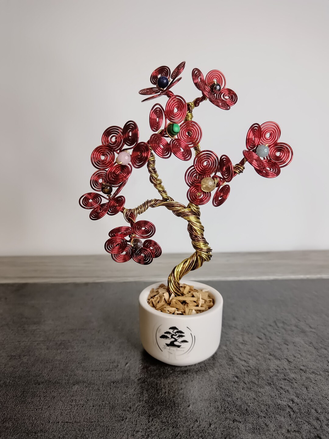 Aluminum Wire Tree, Path of Life, Natural Stone, Bonsai, Wire Tree ...