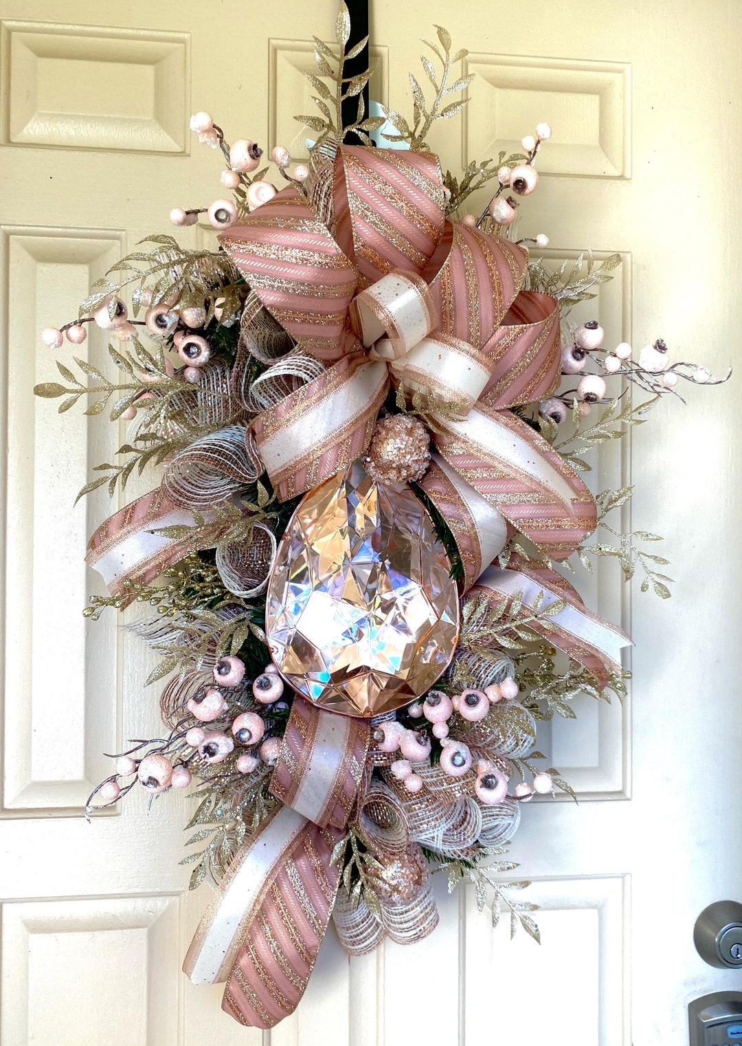 Rose Gold Gem Ornament Swag, Elegant Swag, Rose Gold Elegant Decor ...