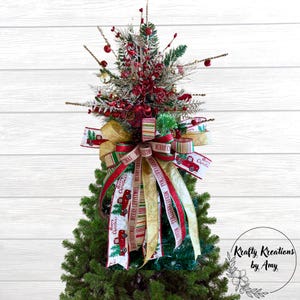 Red Truck Christmas Tree Topper, Elegant Tree Topper, Designer Ribbon ...