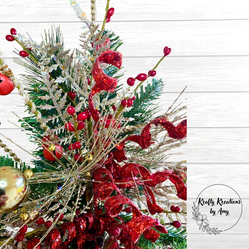 Red Truck Christmas Tree Topper, Elegant Tree Topper, Designer Ribbon ...