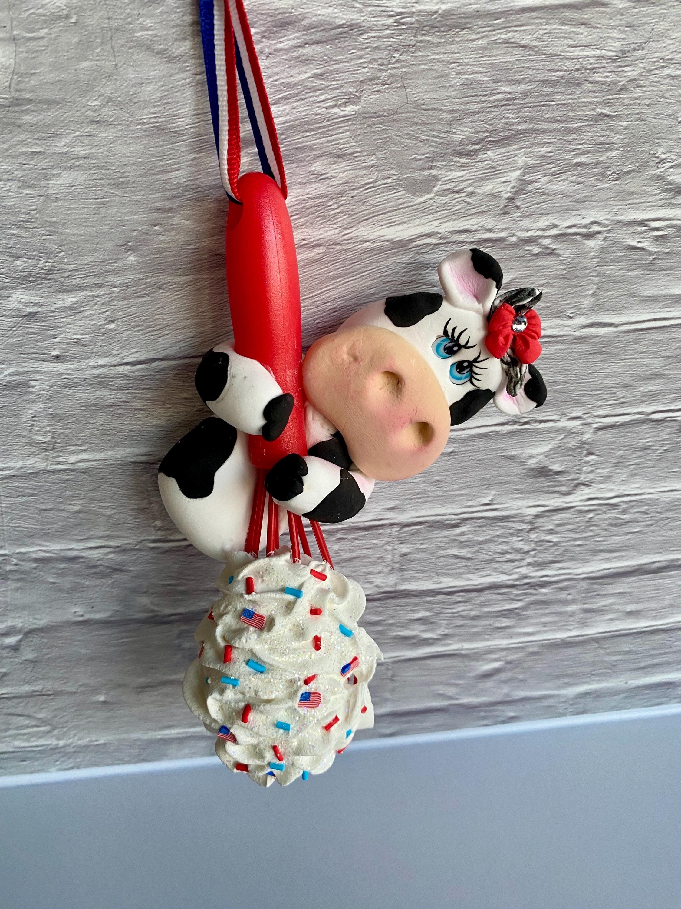 Fourth of July Cow Themed Kitchen Decor – Cute Patriotic Handmade Whisk ...