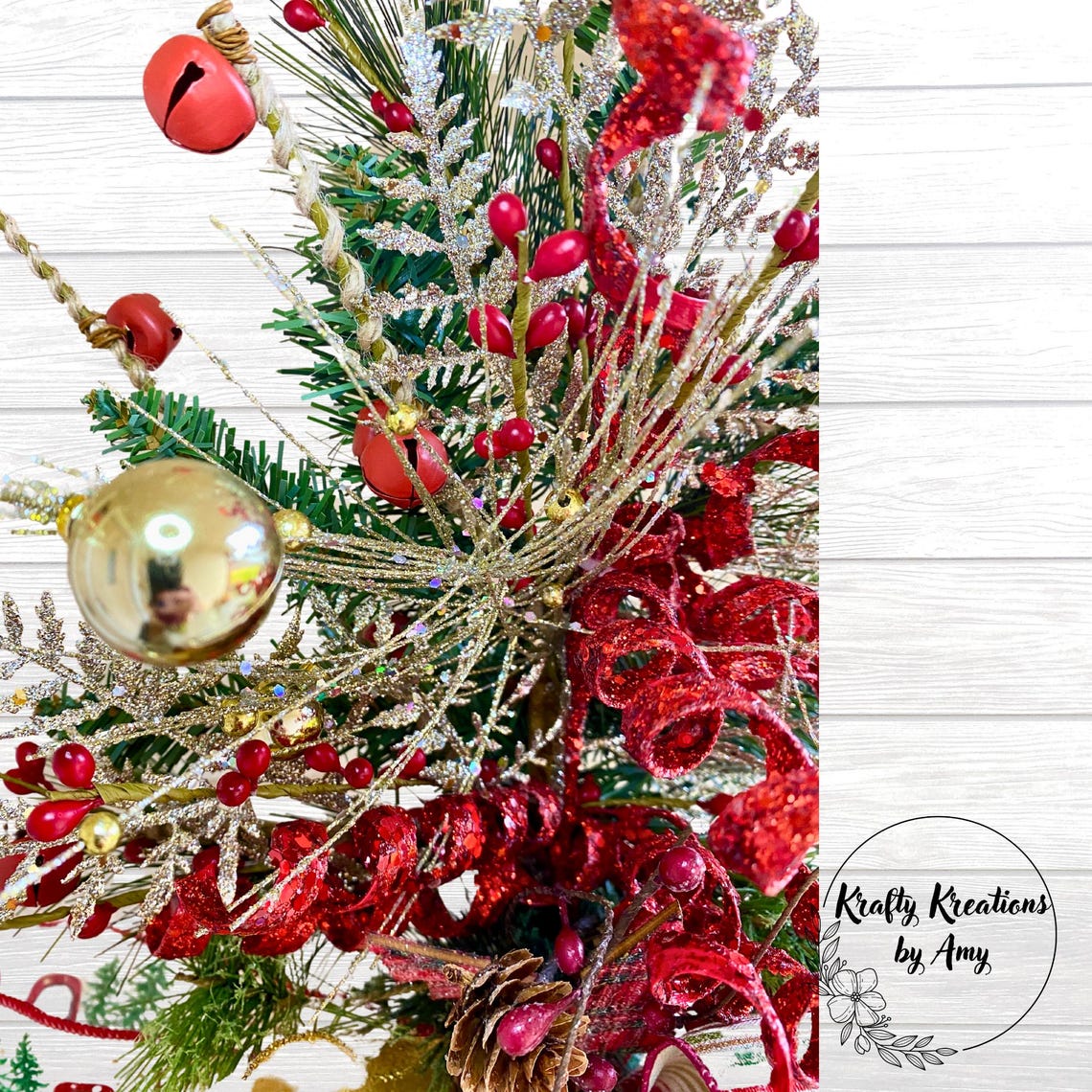 Red Truck Christmas Tree Topper, Elegant Tree Topper, Designer Ribbon ...