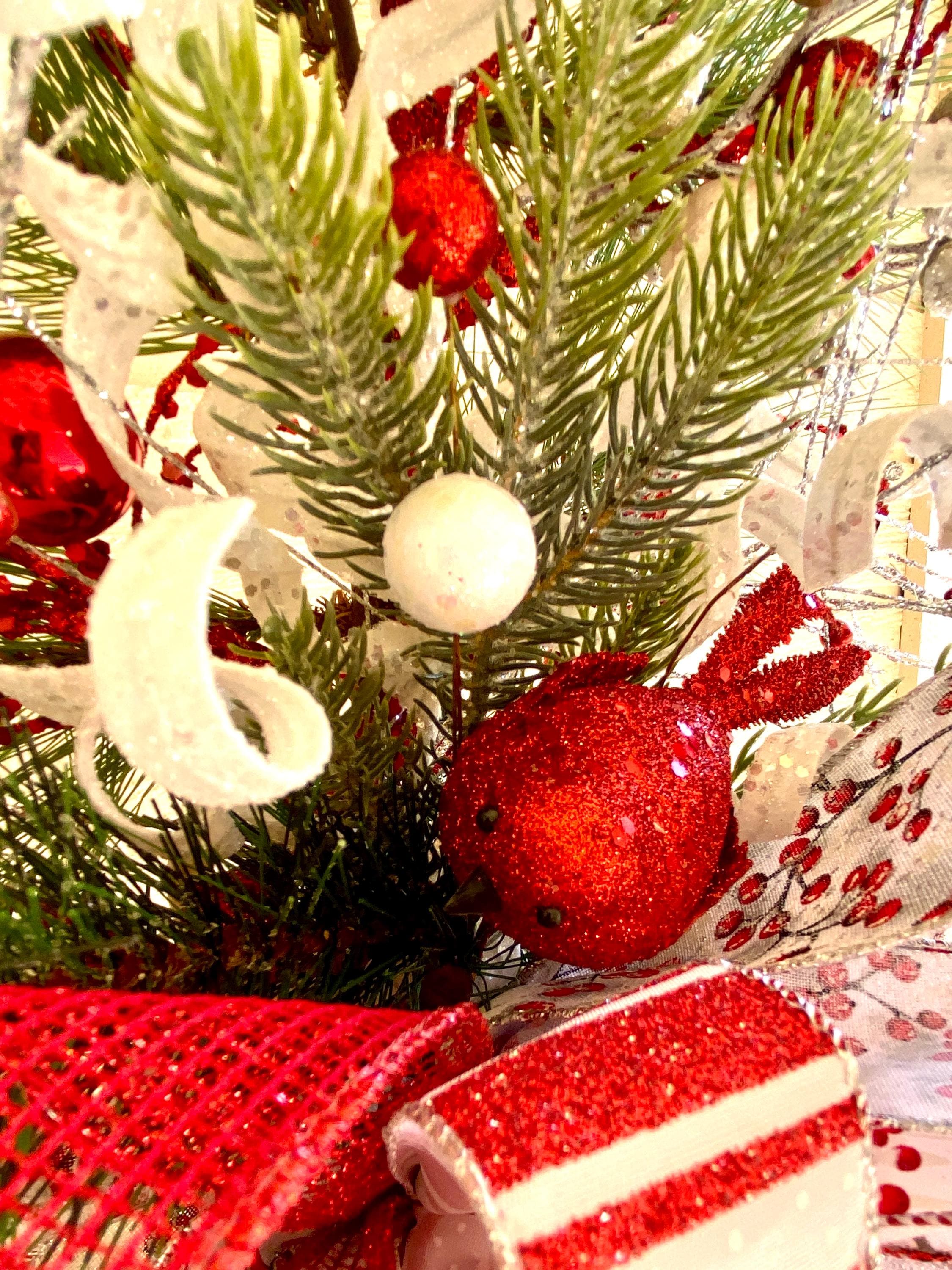 Cardinal Christmas Tree Topper, Elegant Tree Topper, Designer Ribbon ...